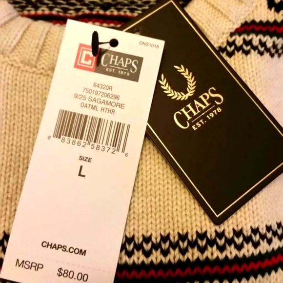 Chaps | Sweaters | Chaps Mens Cotton Sweater In Oatmeal Heather Sz ...